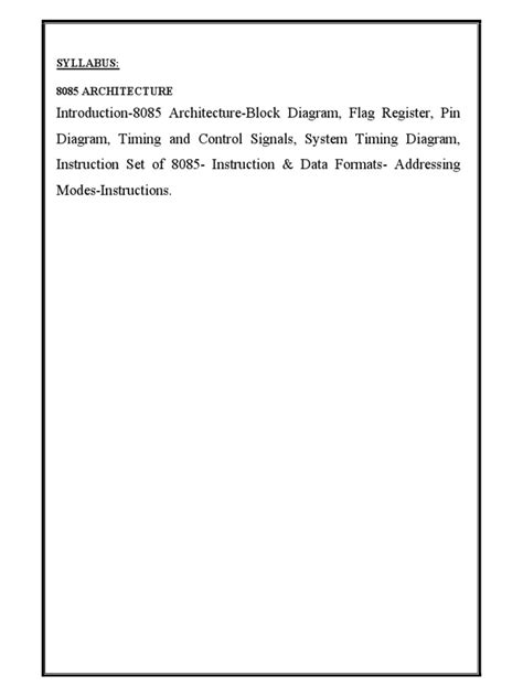 Syllabus 8085 Architecture Download Free Pdf Instruction Set