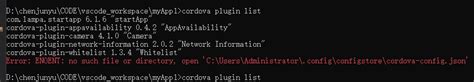 Cordova——error Enoent No Such File Or Directory Open ‘cusersadministratorconfig
