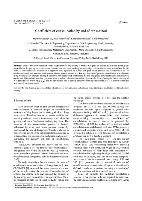 Pdf New Method For Consolidation Coefficient Measurement