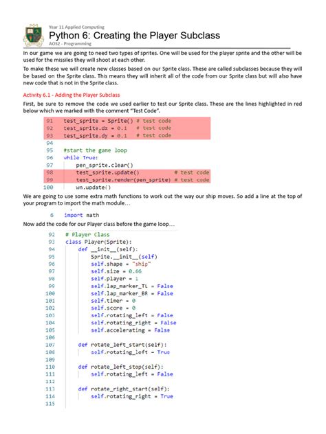 Python 6 Creating The Player Subclass 2022 Pdf Inheritance Object Oriented Programming