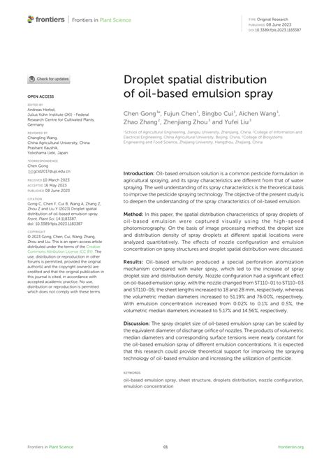 Pdf Droplet Spatial Distribution Of Oil Based Emulsion Spray