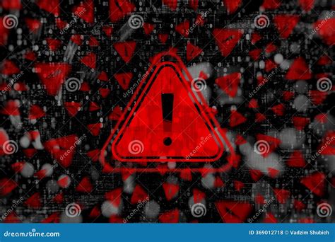 Cybersecurity Warning With Red Warning Symbol With Digital Glitch And Binary Code Concept Of
