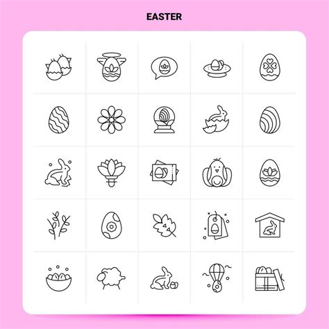 Outline 25 Easter Icon Set Vector Line Style Design Black Icons Set