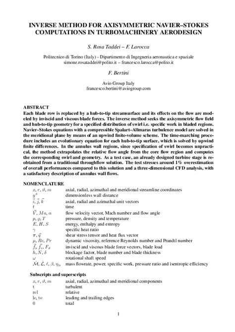 Pdf Inverse Method For Axisymmetric Navierstokes Computations In