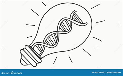 One Line Dna Helix Tree Poster Drawing With Frame Cartoon Vector 332058377