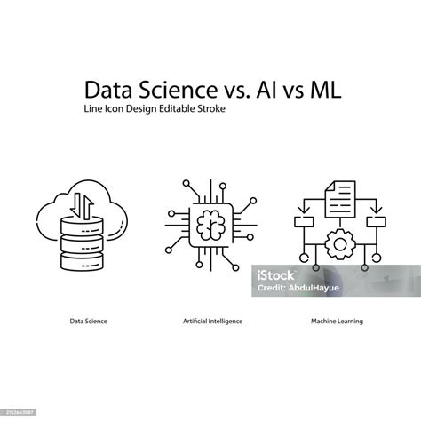 Artificial Intelligence Ai Machine Learning Ml Data Science Vector Illustrtaion Icon Designs