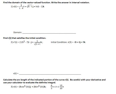 Solved Find The Domain Of The Vector Valued Function Write Chegg Com