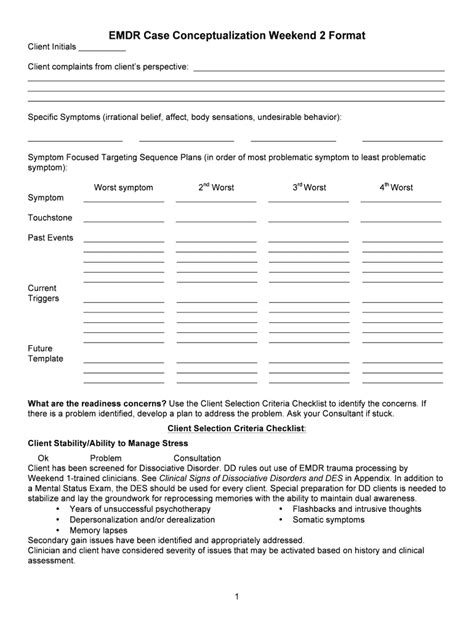 Fillable Online Emdr Case Conceptualization Weekend 2 Format Fax Email Print Pdffiller