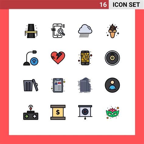 Pack Of 16 Creative Flat Color Filled Lines Of Devices Sweets