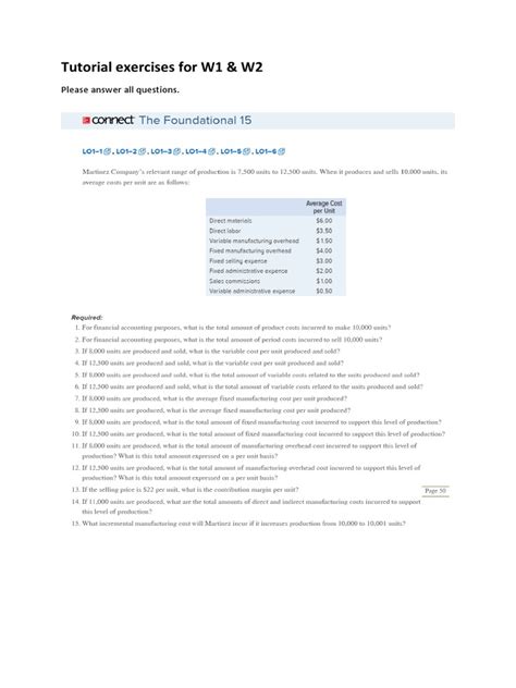 Tutorial Exercises For W1 And W2 Please Answer All Questions Pdf