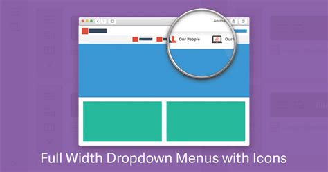 The Full Width Dropdown Menu With Icons Is Displayed In Front Of A
