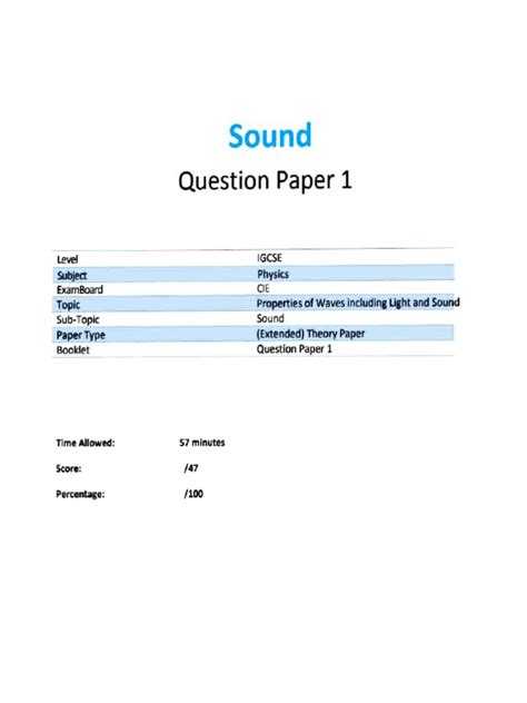 igcse cie sound p1 pdf sound frequency