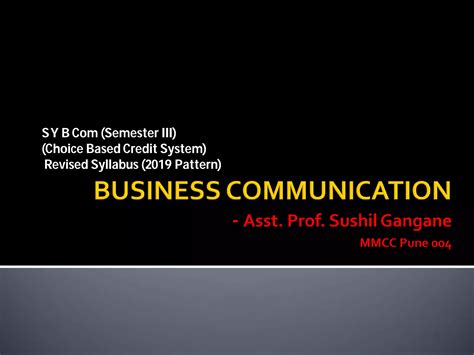 Sybcom Business Coimmunication Syllabus Sppu Ppt