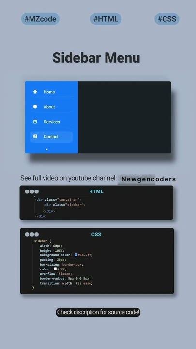 Create Slidebar Menu For Our Website Coding Htmlcssandjavascript