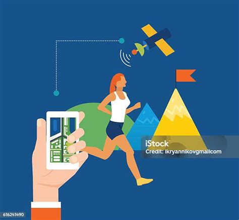 Gps 네비게이션 경로 계획 위성과의 통신 온라인 모니터링 개념에 대한 스톡 벡터 아트 및 기타 이미지 개념 내비게이션 여자 Istock