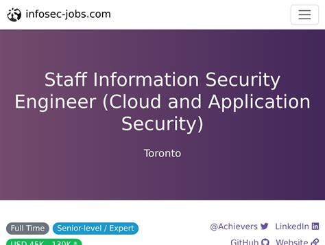 [hiring] Staff Information Security Engineer Cloud And Application Security In Toronto R