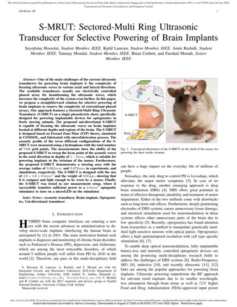 PDF S MRUT Sectored Multi Ring Ultrasonic Transducer For Selective Powering Of Brain Implants