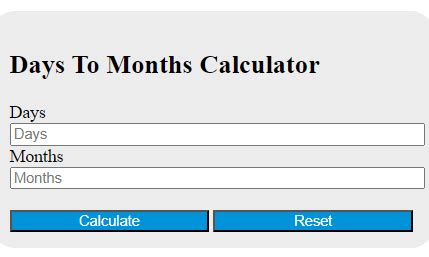 Days To Months Calculator Calculator Academy