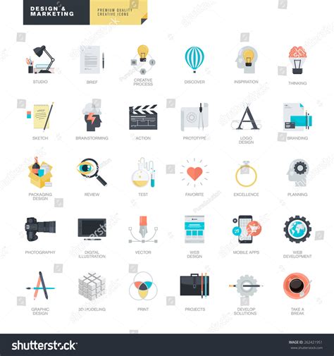Set Modern Flat Design Icons Graphic Stock Vector Royalty Free 262421951 Shutterstock