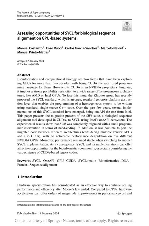 PDF Assessing Opportunities Of SYCL For Biological Sequence Alignment On GPU Based Systems