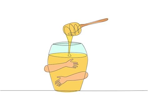 Premium Vector Single Continuous Line Drawing Human Hands Hugging Honey A Sweet Thicktextured