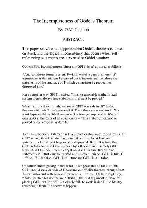 Pdf The Incompleteness Of Gödels Theorem