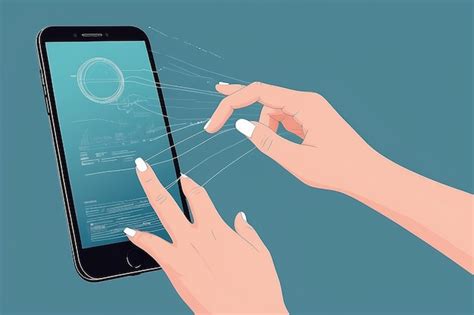 Premium Photo Vector Illustration With Female Hand Touching Scree