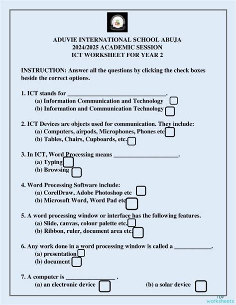 Year 2 Ict Interactive Worksheet Topworksheets