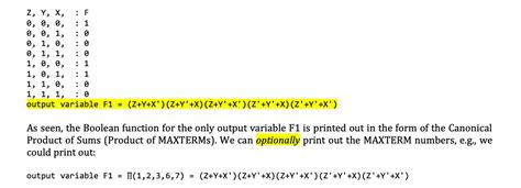 Solved Asks For The Value Of Output Variable F1 As Follows