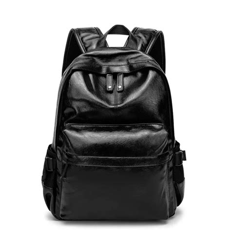 Men Backpack Leather School Backpack Bag Fashion Waterproof Travel Bag