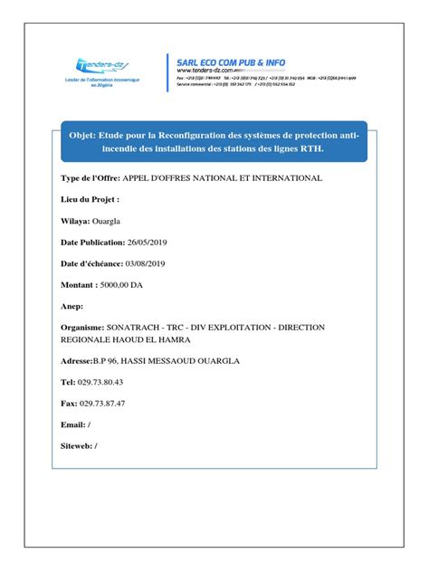 Sonatrach Trc Div Exploitation Direction Regionale Haoud El Hamra