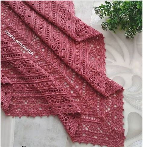 Брусничний бактус Связанный крючком шарф Вязанная крючком шаль Вязание шляп