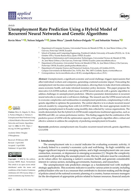 Pdf Unemployment Rate Prediction Using A Hybrid Model Of Recurrent Neural Networks And Genetic