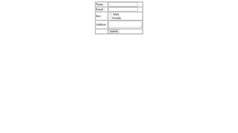 Form Inside Table Html