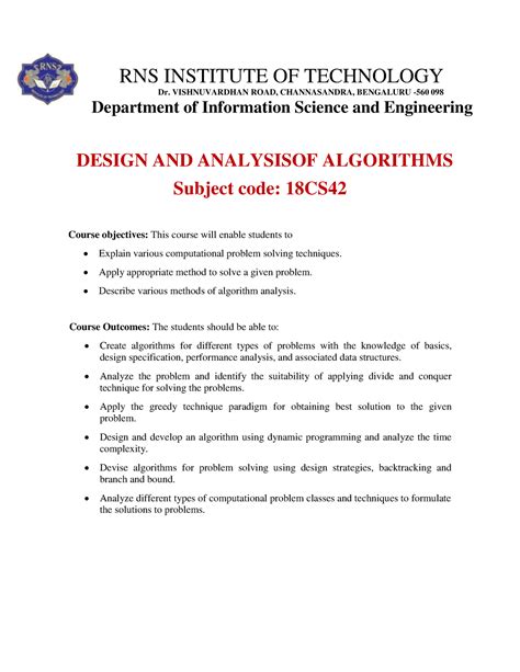 Module 1 Daa Notes 2022 Rns Institute Of Technology Dr