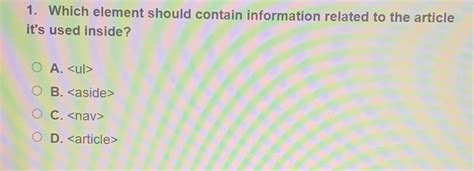 Solved Which Element Should Contain Information Related To Chegg