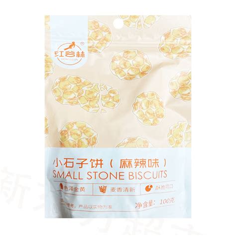 红谷林小石子饼麻辣味100g HGL Small Stone Biscuits Spicy Flavor 100g Orange Go