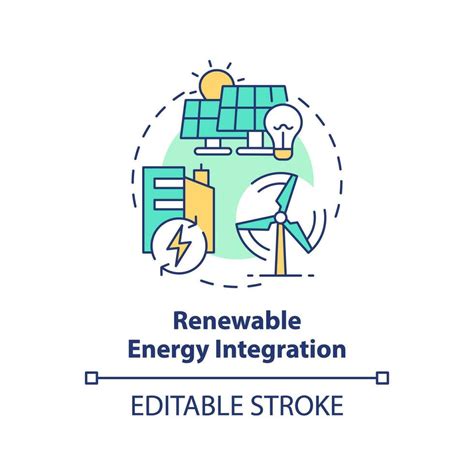 Editable Renewable Energy Integration Icon Concept Isolated Vector Sustainable Office Thin