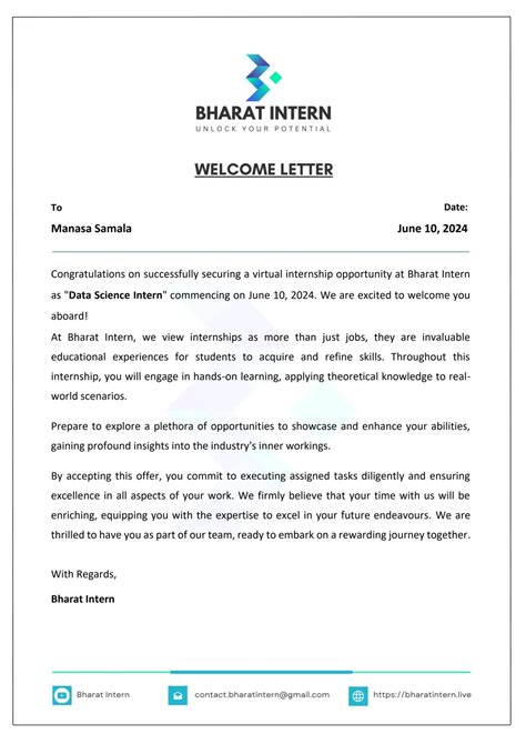 Manasa Samala On Linkedin Iam Thrilled To Announce That I Have Received An Internship Offer Letter