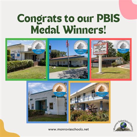 Five Musd Schools Awarded Pbis Medals Monrovia Unified School District