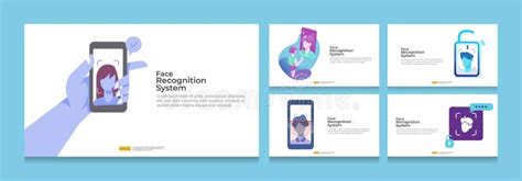 Face Recognition System Scanning On Smartphone Bundle Set Facial Biometric Data Identification