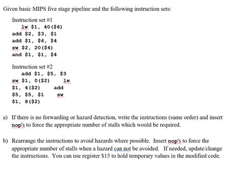 Solved Given Basic MIPS Five Stage Pipeline And The Chegg