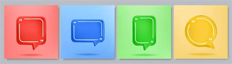 벡터 일러스트레이션 3d 미니멀리스트 배너 세트 텍스트에 대한 빈 템플릿 프레임을 인용합니다 격리된 텍스트 상자입니다 인용 빈 연설 거품 컬러 웹 배경 소셜 미디어 템플릿의