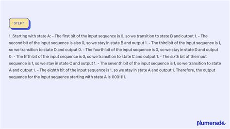 Solvedusing The Following State Table Derive The Output Sequences For
