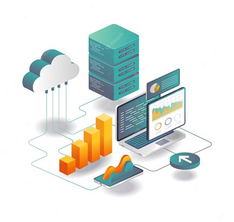 Cloud Server Data Analysis And Programmers Premium Vector