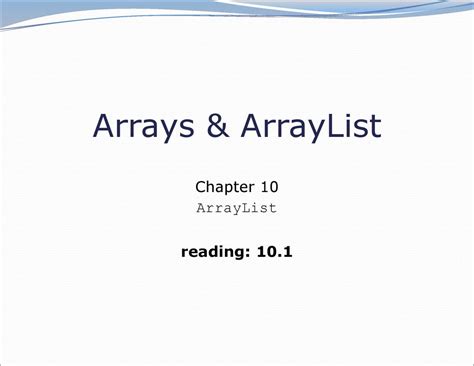 Chapter 10 Arraylist Reading Ppt Download