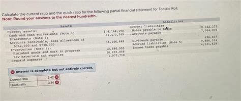 Solved Calculate The Current Ratio And The Quick Ratio For