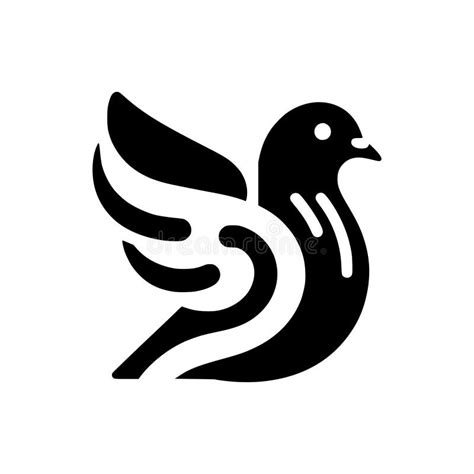 Black Stylized Dove Bird Icon With Wings Spread White Stock Vector
