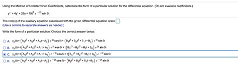 Solved Using The Method Of Undetermined Coefficients
