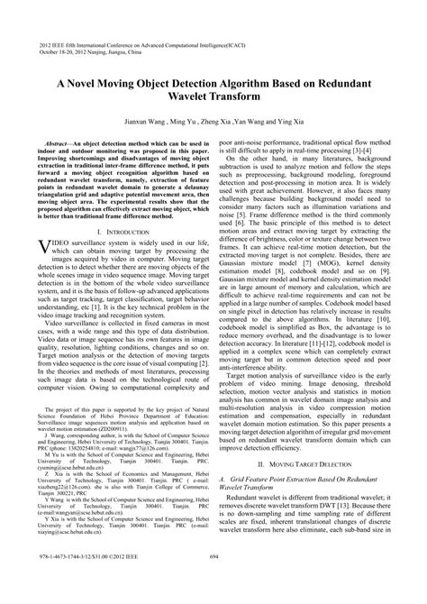 Pdf A Novel Moving Object Detection Algorithm Based On Redundant Wavelet Transform